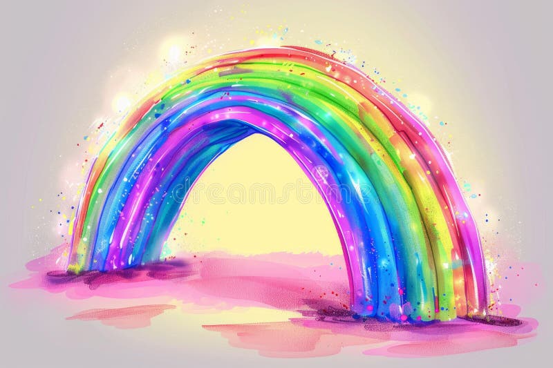 Cartoon Bright Rainbow on White Background Stock Image - Image of ...