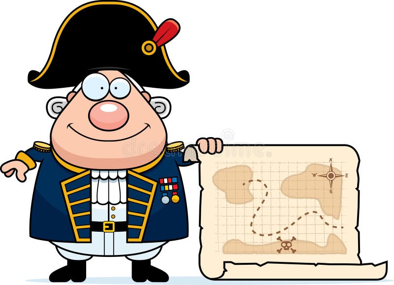 Cartoon British Admiral Treasure Map Stock Vector - Illustration of ...
