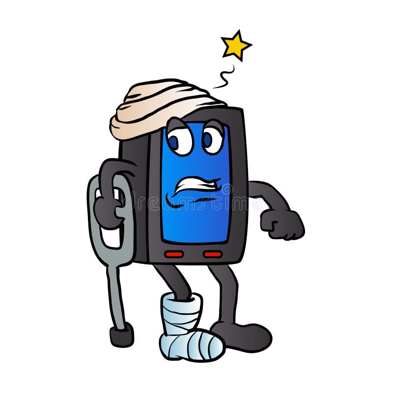 Cartoon broken smart phone stock vector. Illustration of modern - 71766214