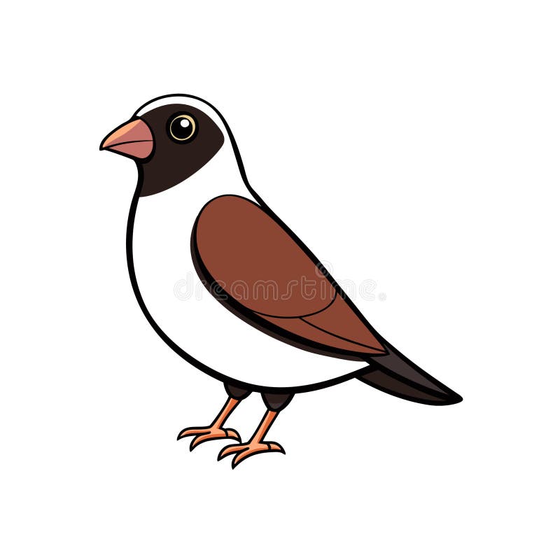 Cartoon Brown Bird Illustration with Standing Pose and Outline Stock ...