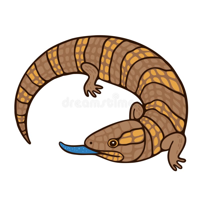 Cartoon Brown Lizard With Blue Tongue On White Background Stock Vector Illustration Of Cartoon