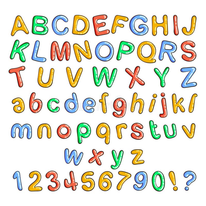 Cartoon Bubble Font. Bubble Letters with Glint Stock Vector ...