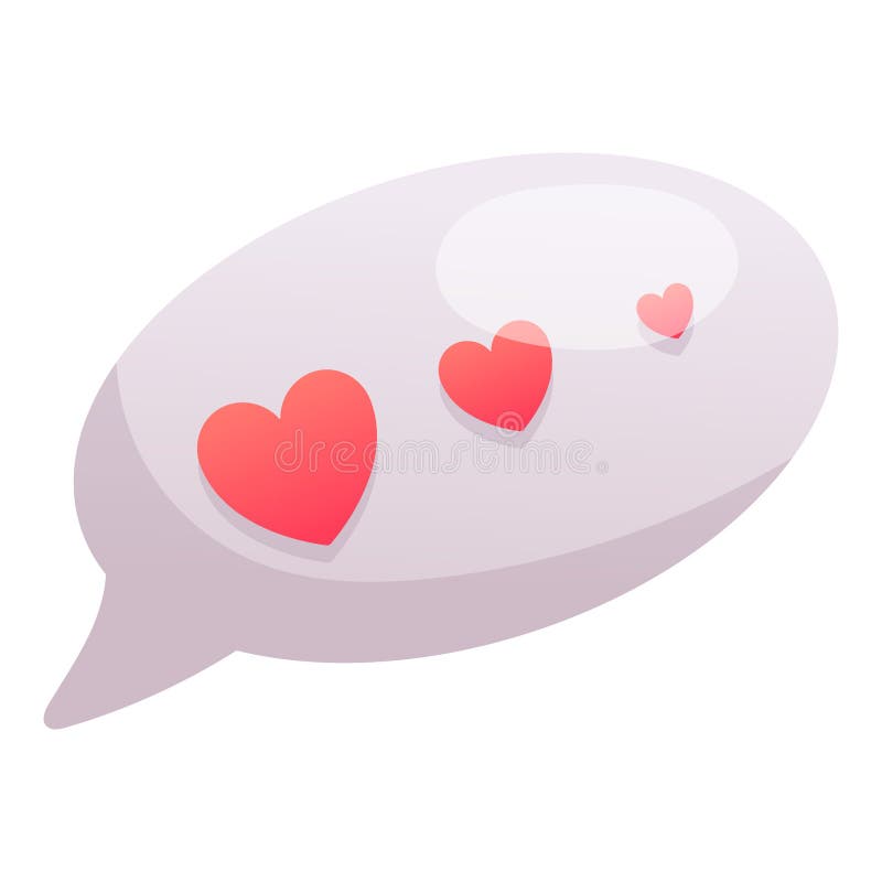 Cartoon Bubble Speech with Hearts, Vector Isolated Illustration. Stock ...