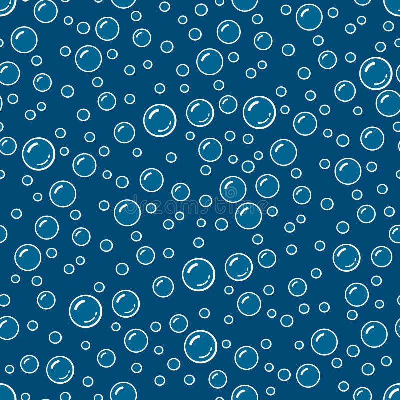Cartoon Bubbles in Clean Blue Water, Seamless Pattern, Vector Stock ...