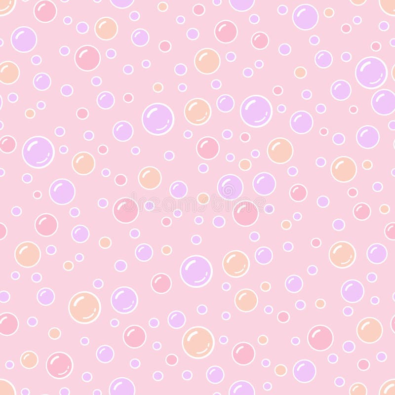 Cartoon Bubbles in Pink Fizzy Drink, Seamless Pattern, Vector Stock ...