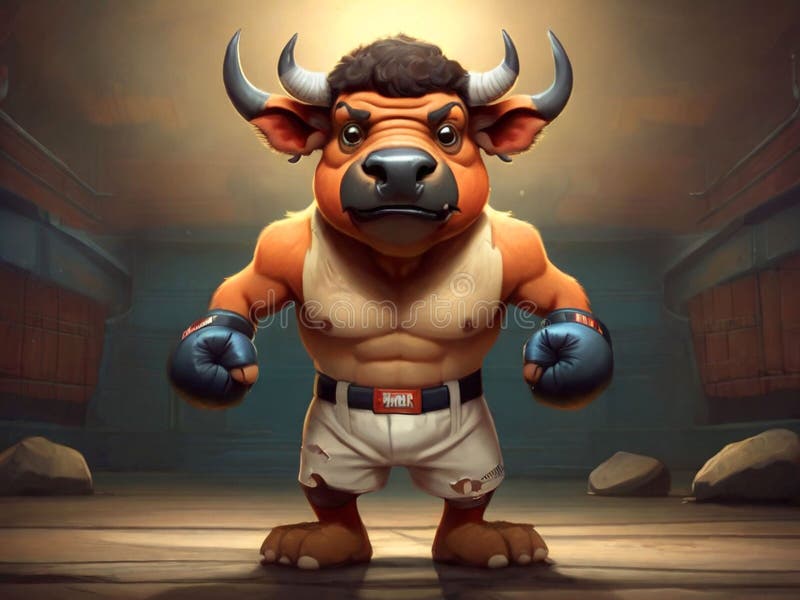 Cartoon Buffalo boxer stock illustration. Illustration of nature ...