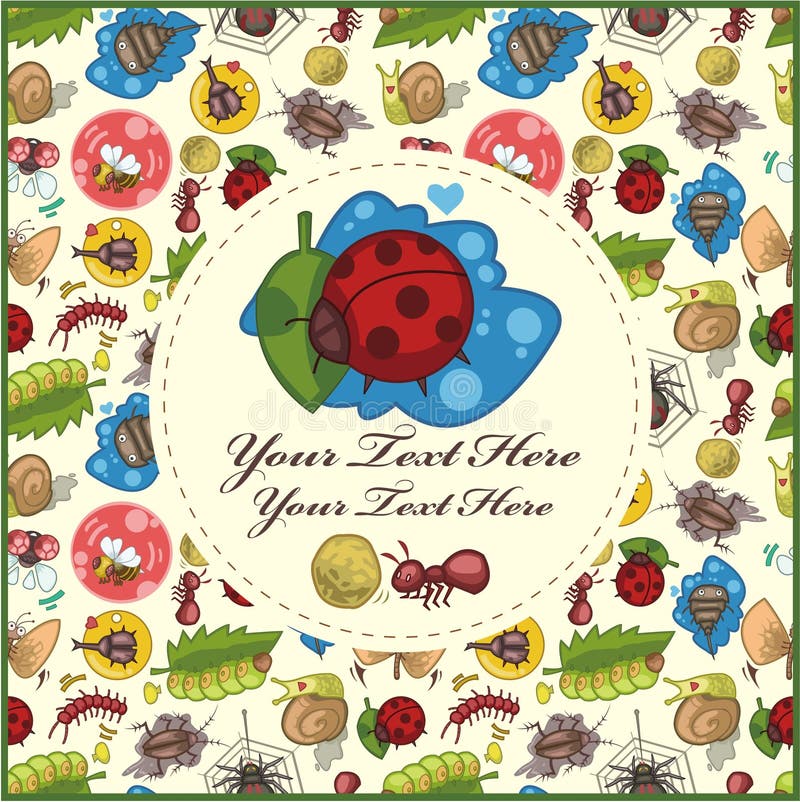 Cartoon bug card stock vector. Illustration of cute, centipedes - 18403697