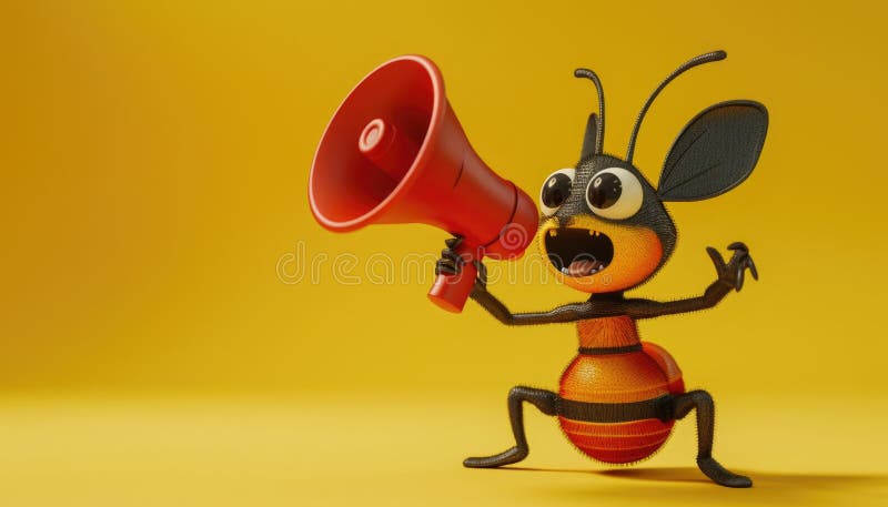 A Cartoon Bug with a Megaphone is Yelling by AI Generated Image Stock ...