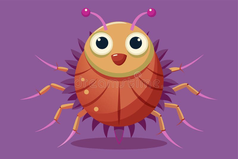 A Cartoon Bug with Oversized Eyes Against a Vibrant Purple Backdrop ...