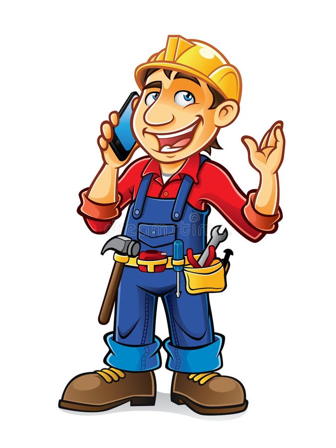 Cartoon Builder Talking stock illustration. Illustration of person ...