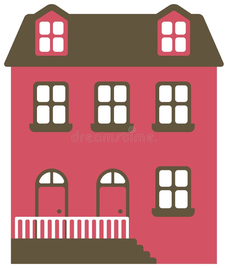 Cartoon Building / House Flat Design Illustration Front View Stock ...