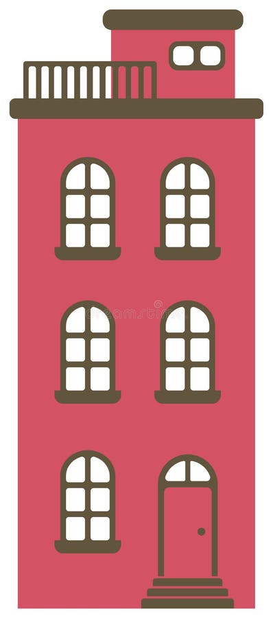 Cartoon Building / House Flat Design Illustration Front View Stock ...