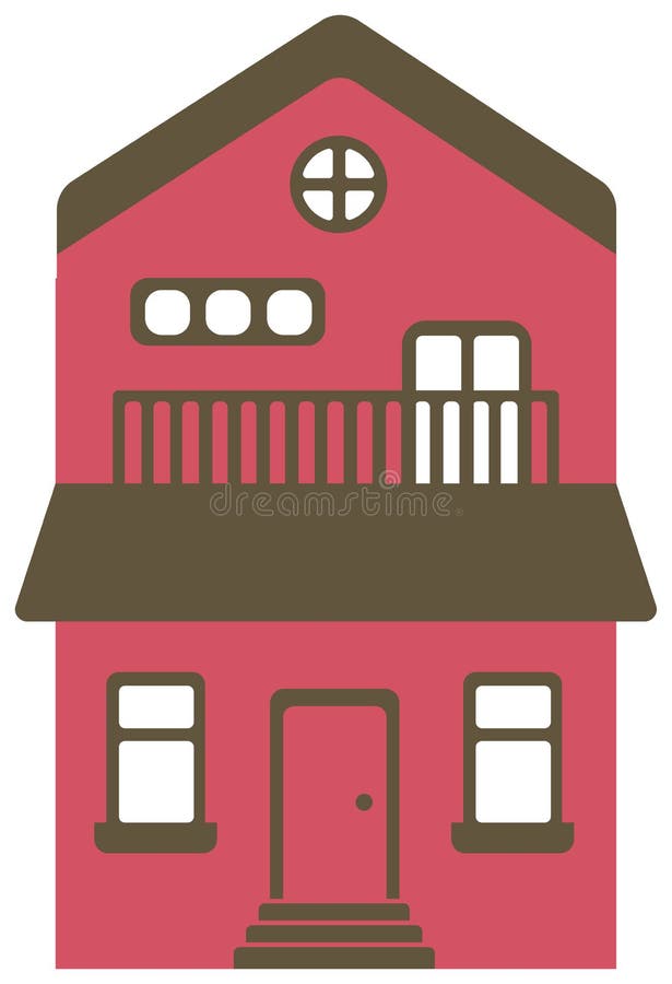 Cartoon Building / House Flat Design Illustration Front View Stock ...