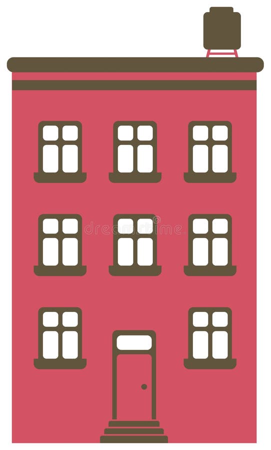 Cartoon Building / House Flat Design Illustration Front View Stock ...
