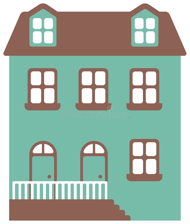 Cartoon Building / House Flat Design Illustration Front View Stock ...
