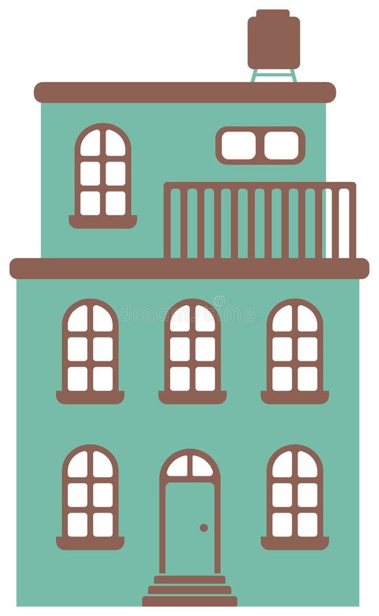 Cartoon Building House Flat Design Illustration Front View Vector ...