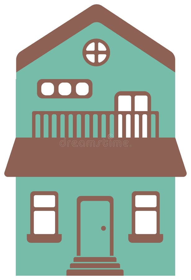 Cartoon Building / House Flat Design Illustration Front View Stock ...