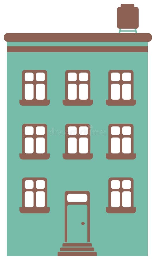Cartoon Building / House Flat Design Illustration Front View Stock ...