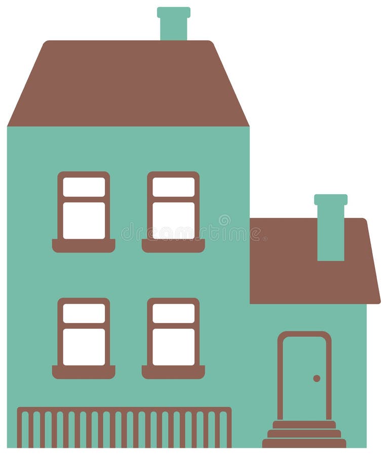 Cartoon Building / House Flat Design Illustration Front View Stock ...