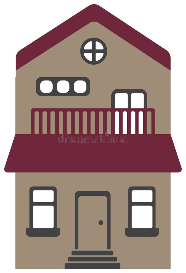 Cartoon Building / House Flat Design Illustration Front View Stock ...