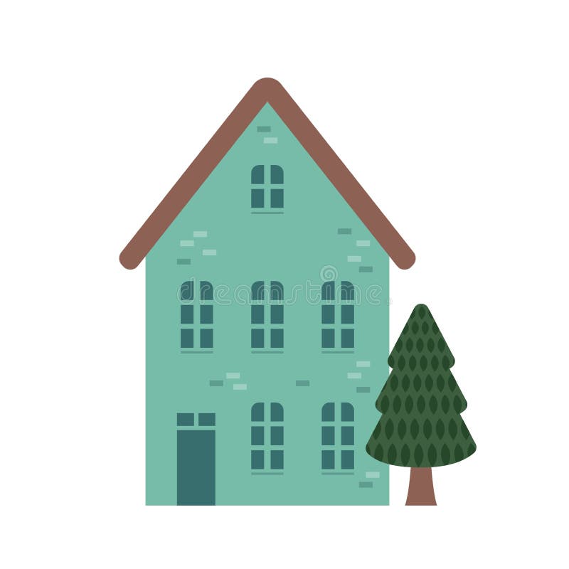 Cartoon Building / House Flat Design Illustration Front View Stock ...