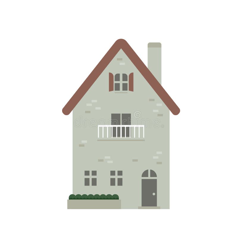 Cartoon Building / House Flat Design Illustration Front View Stock ...