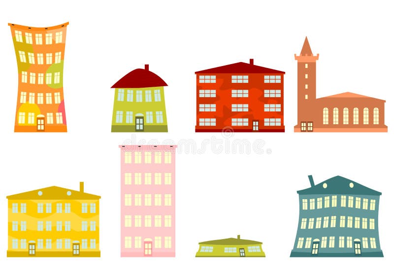 Cartoon buildings stock vector. Illustration of house - 35492285