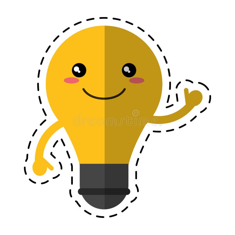 Cartoon Bulb Creative Idea School Cut Line Stock Vector - Illustration ...