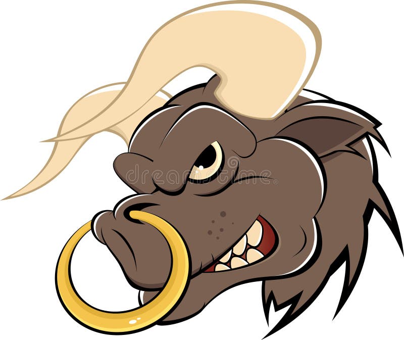 Cartoon Bull with Nose Ring Stock Vector - Illustration of head, comic ...