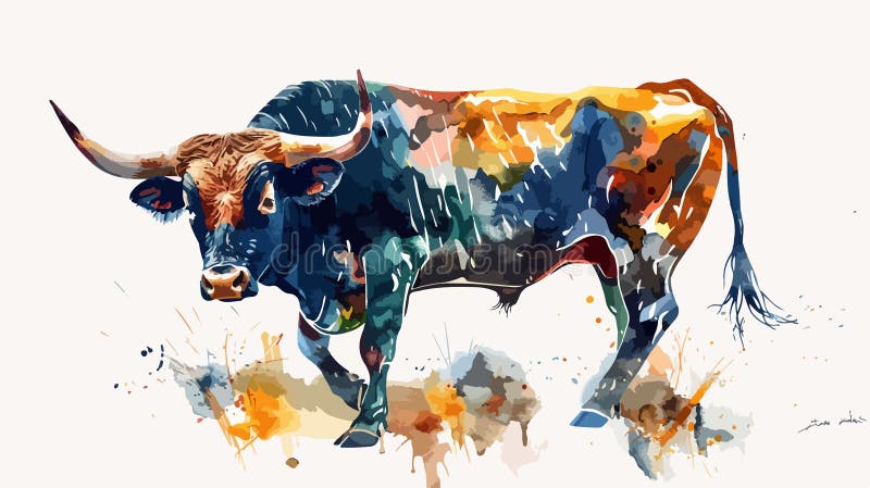 Cartoon Bull Vector Animation Illustration for Design Projects Stock ...