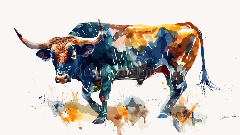 Cartoon Bull Vector Animation Illustration for Design Projects Stock ...