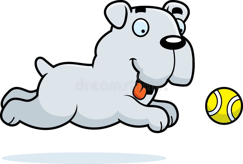 Cartoon Bulldog Chasing Ball Stock Vector - Illustration of puppy, clip ...