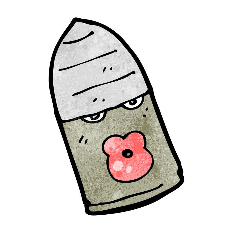 Cartoon bullet with face stock illustration. Illustration of quirky ...