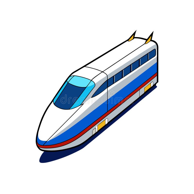 Cartoon Bullet Train Illustration Isolated on White Background Stock ...