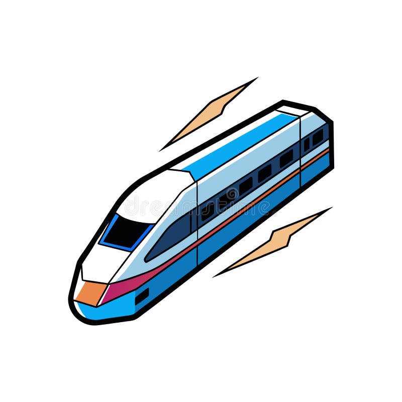 Cartoon Bullet Train Illustration with Speed Lines Design Stock ...