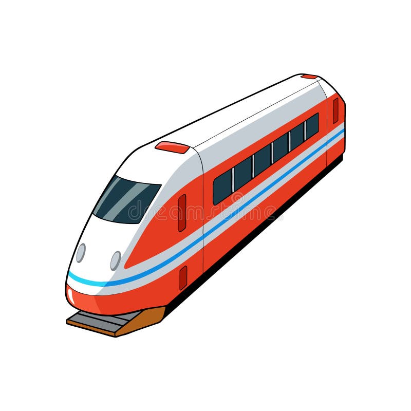 Cartoon Bullet Train Vector Illustration, Red and White Stock ...