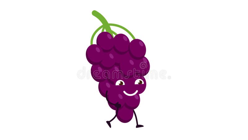 Cartoon Bunch of Grapes with a Face is Fun. Stock Video - Video of hand ...