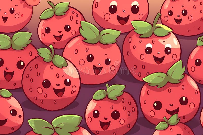 A Cartoon of a Bunch of Strawberries with a Green Leaf on the Top. AI ...