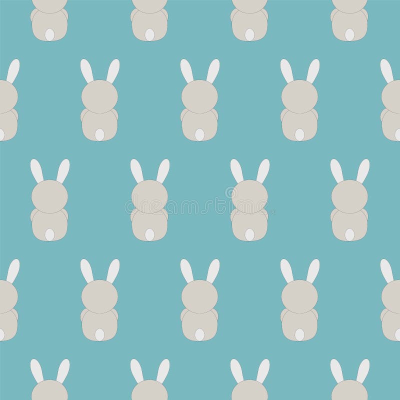 Seamless Pattern Cartoon Bunny from Behind Stock Vector - Illustration ...