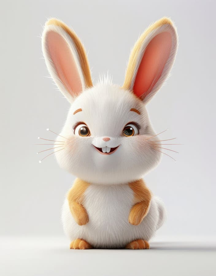 A Cartoon Bunny with a Big Smile on His Face Stock Image - Image of ...