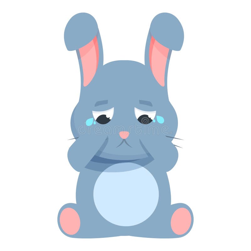 Cartoon Bunny Crying with Big Tears Flowing Down Cheeks Stock Vector ...