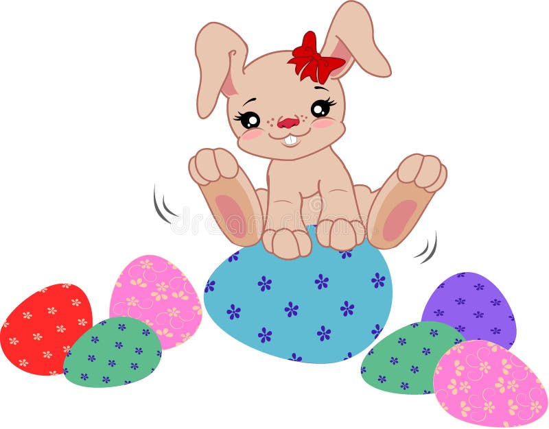 Cartoon bunny with eggs stock vector. Illustration of love - 88147533