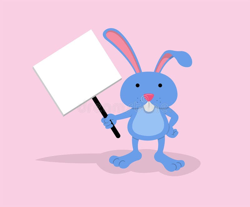 Cute White Bunny Rabbit Holding Blank Sign Stock Illustrations – 154 ...