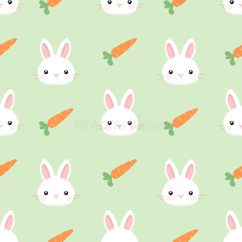 Cartoon Bunny Rabbit with Carrot Seamless Pattern Stock Vector ...