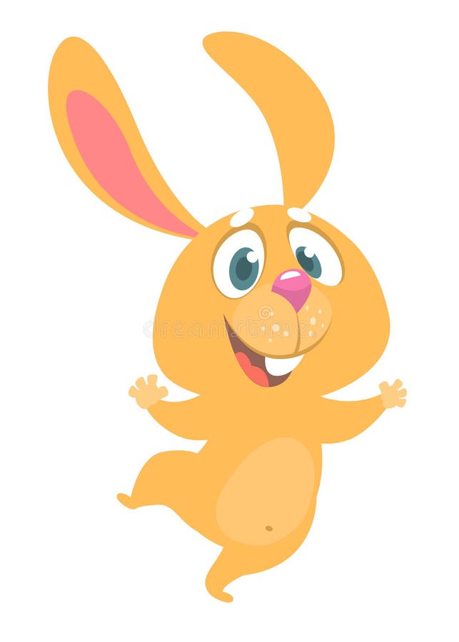 Cartoon Bunny Rabbit Dancing Excited. Easter Character Stock Vector ...