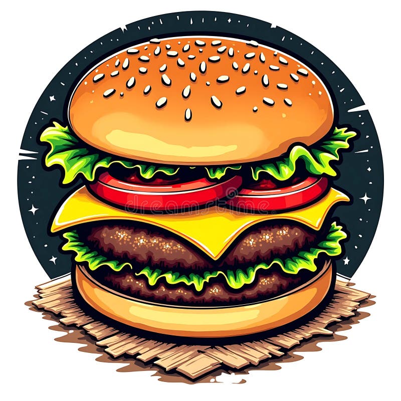 A Cartoon Burger with Big Eyes and a Smile, Featuring Lettuce and ...