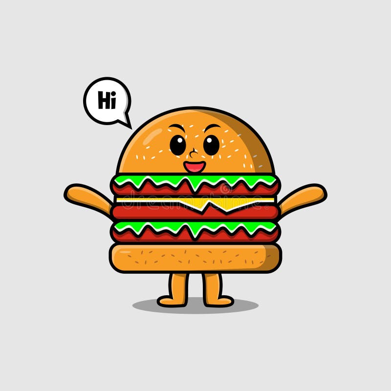 Cartoon Burger Character with Happy Expression Stock Vector ...