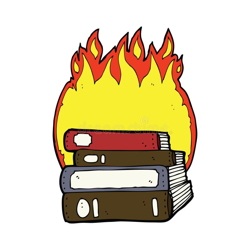 Cartoon burning books stock illustration. Illustration of design - 52968151