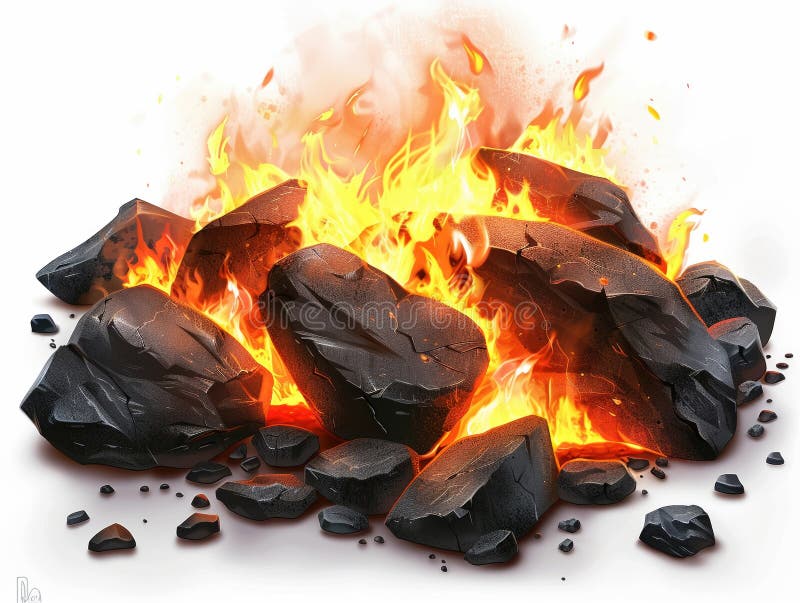 Cartoon Burning Coal with a Touch of Playfulness Stock Illustration ...