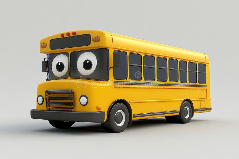 A Cartoon Bus with a Beaming Face and a Contented Expression Stock ...